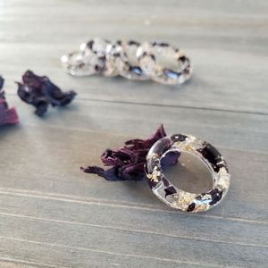 Hand Crafted | Jewelry | Handmade Resin Ring Dark Hibiscus Flower ...
